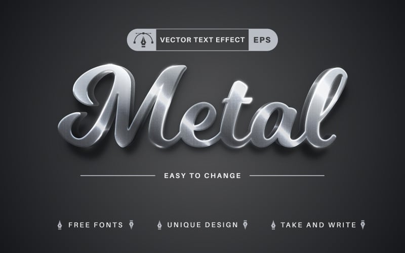 Metal Steel - Editable Text Effect, Font Style