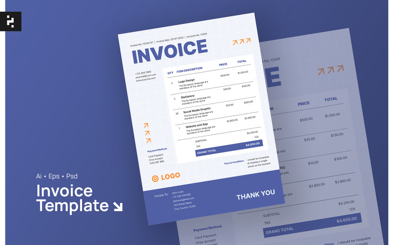Simple Modern Invoice Template #298180 - TemplateMonster