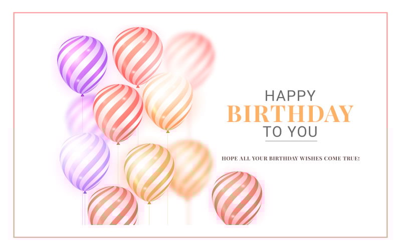 Birthday greeting vector template design. Happy birthday stylish balloon