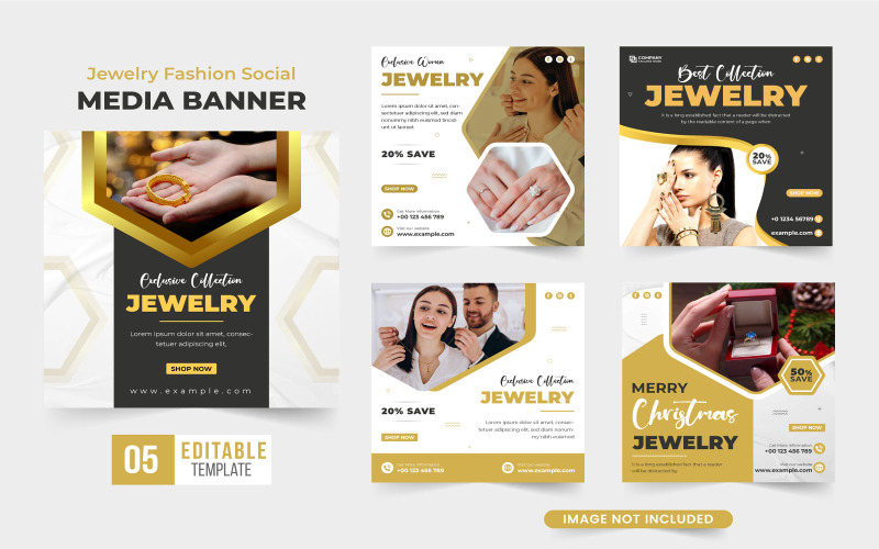 Jewelry sale social media post bundle - TemplateMonster