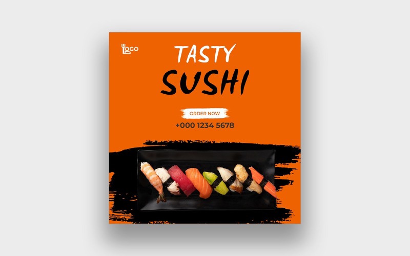 Asian food sushi facebook instagram post - TemplateMonster