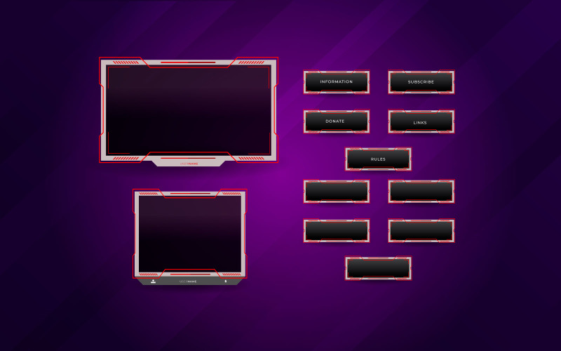 Twitch stream overlay package including facecam overlay, offline ...