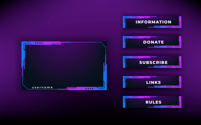 Live Streaming screen panel overlay design template theme vector design