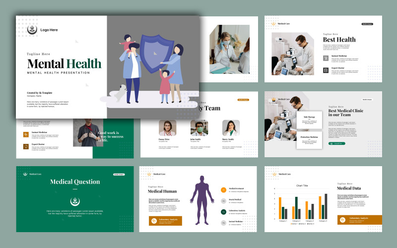 Plantilla de PowerPoint de seguro de salud - TemplateMonster