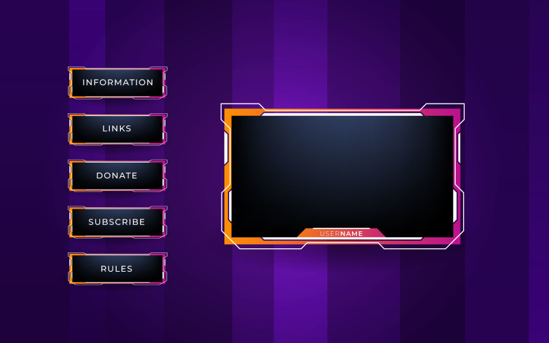 Streaming screen panel overlay design template theme. Live videos