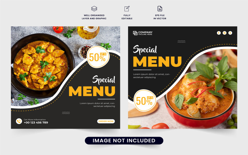 Restaurant poster design with dark color - TemplateMonster