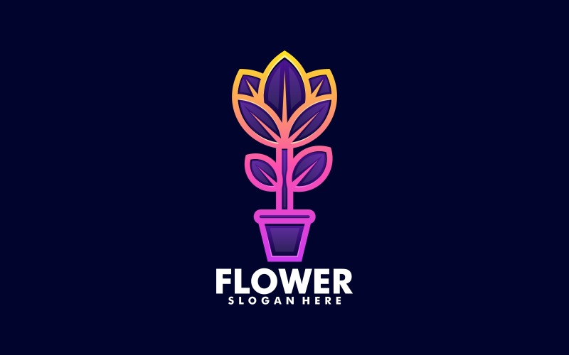 Flower Gradient Line Art Logo #299144 - TemplateMonster