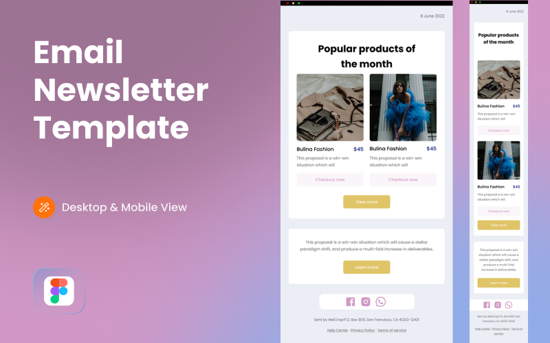 Free Email Newsletter Figma UI Design - TemplateMonster
