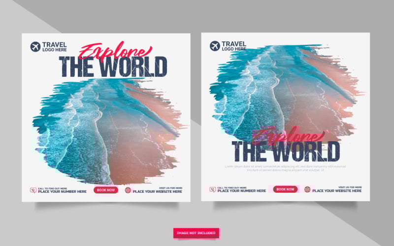 Travel holiday vacation social media post web travel angency template