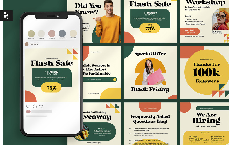 Marketing Instagram Post - Retro Looks - TemplateMonster