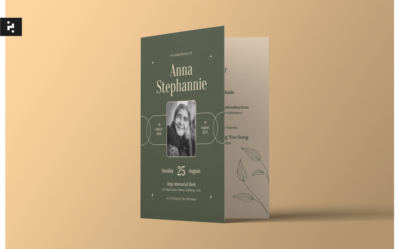 Vintage Minimal Funeral Program #299771 - TemplateMonster