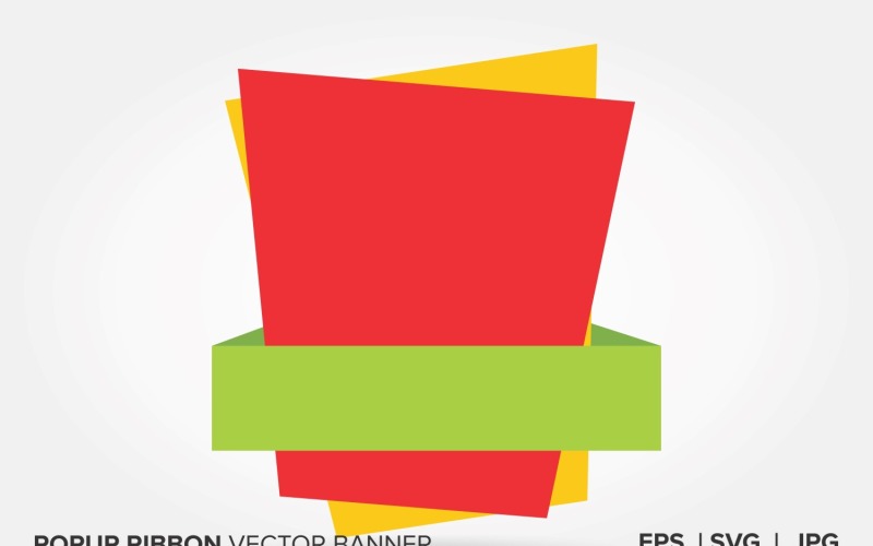 Red And Green Color Popup Ribbon Vector Banner