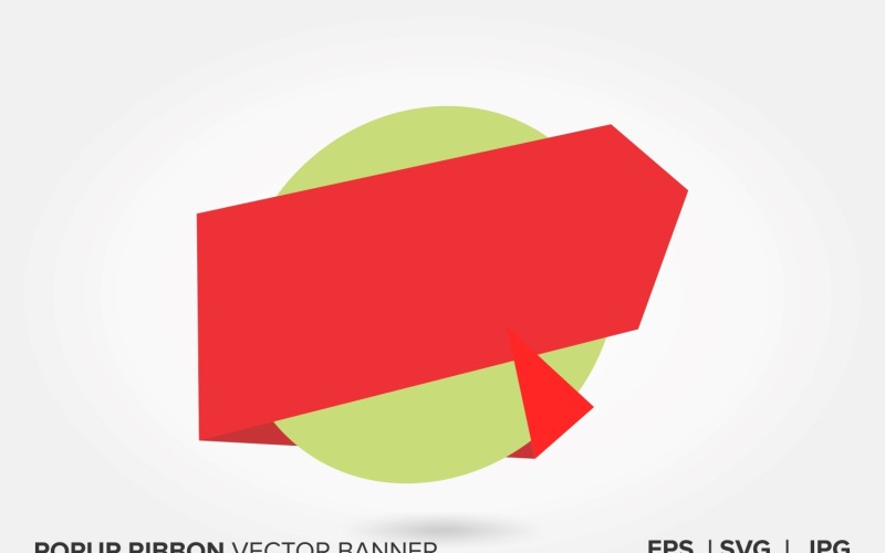 Red And Light Green Color Popup Ribbon Vector Banner
