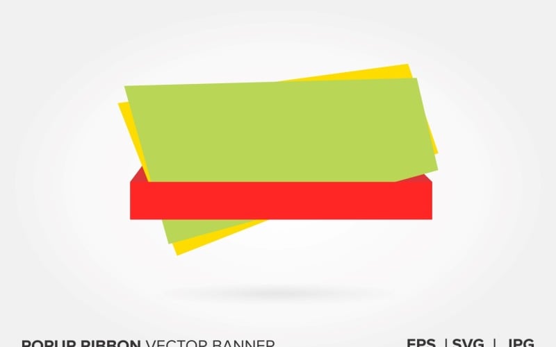Red And Light Green Color Popup Ribbon Vector Banner