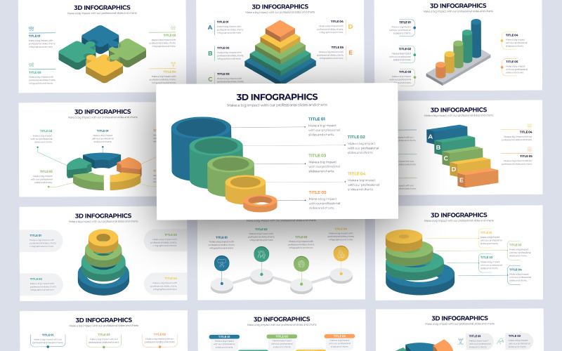 Modello di PowerPoint per infografica 3D - TemplateMonster