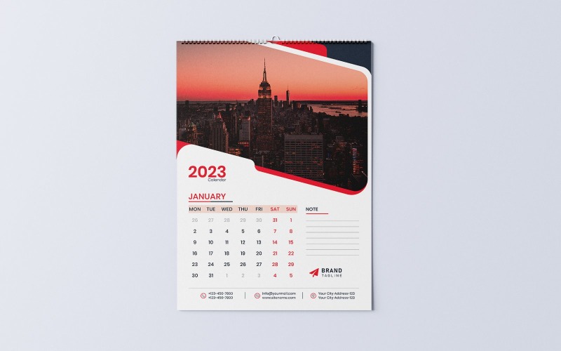 Wall Calendar 2023 Design Planner Template - TemplateMonster