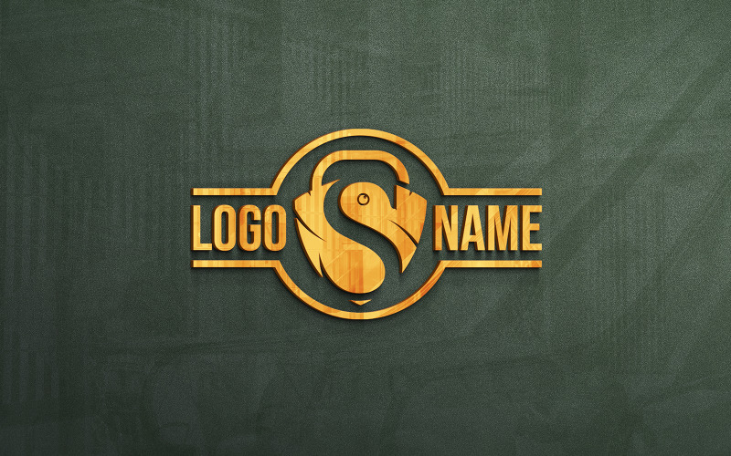 Gold Logo Mockup on Gray Wall #300237 - TemplateMonster