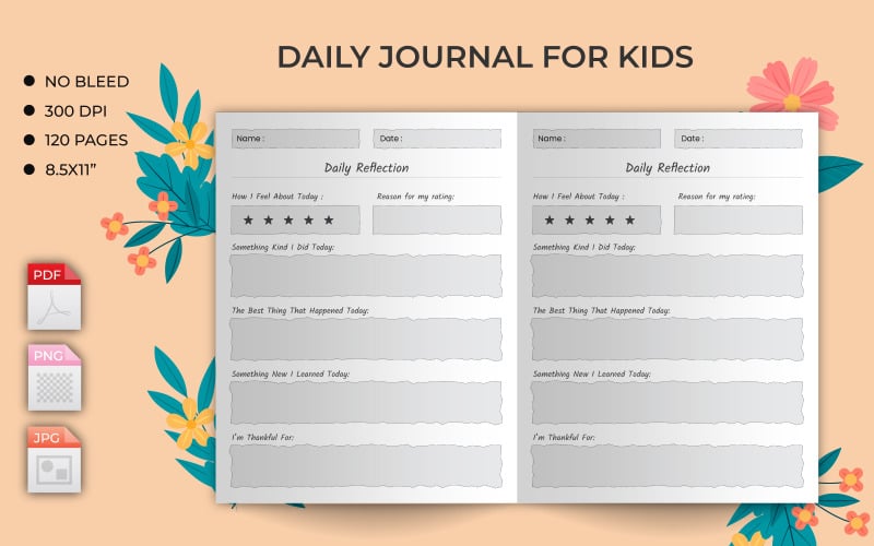 Kids’ Daily Journal Log Book Interior - TemplateMonster