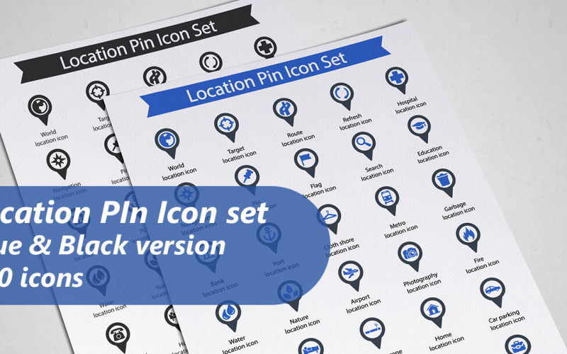 Location Pin glyph icon Set Template - TemplateMonster