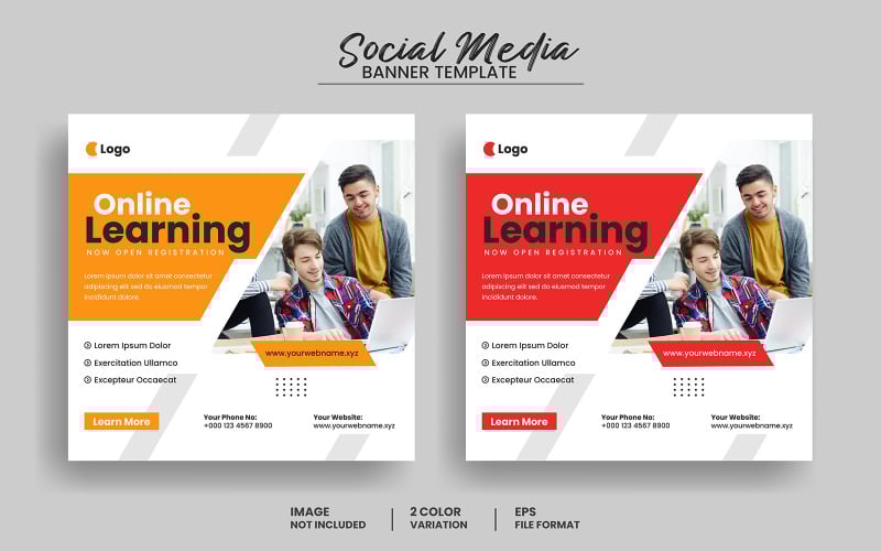 Modern education social media post banner template or online learning ...