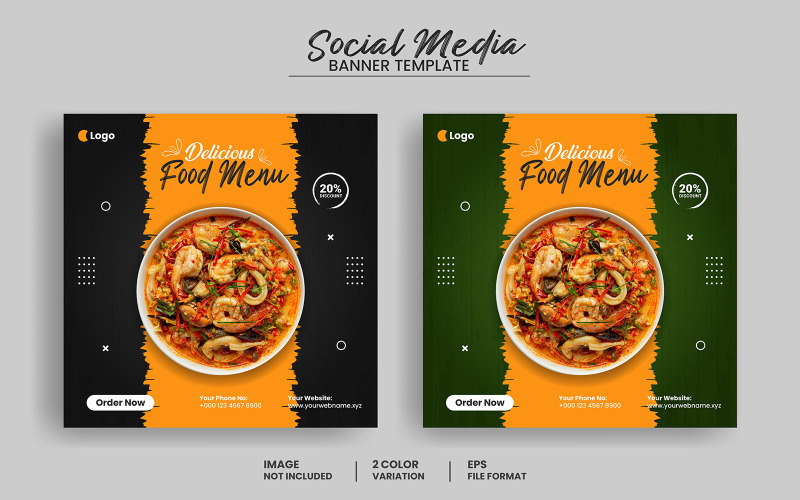 Menu di cibo e design del modello di banner post sui social media del ...