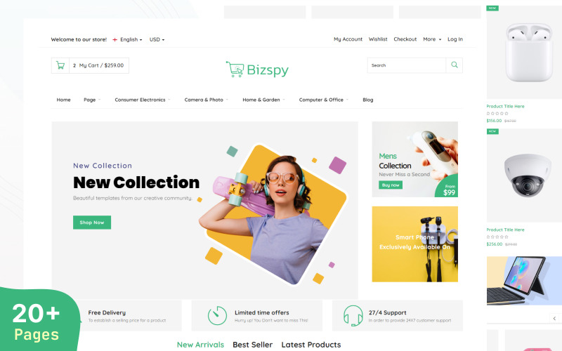 Bizspy eCommerce Modern HTML Template - TemplateMonster