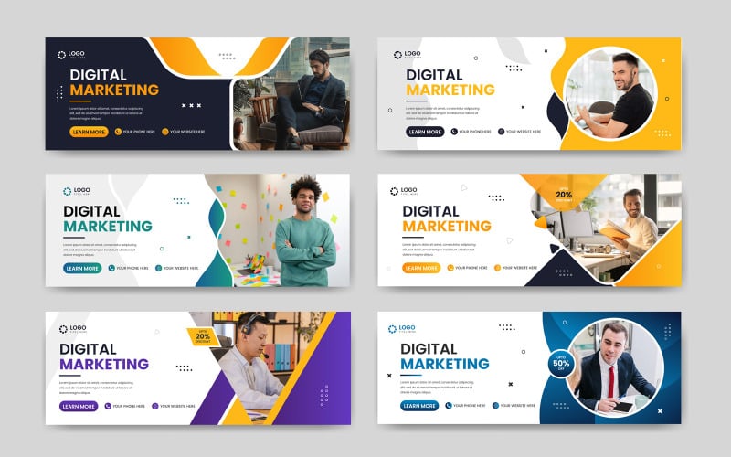 Digital marketing agency facebook cover banner bundle and web banner ...