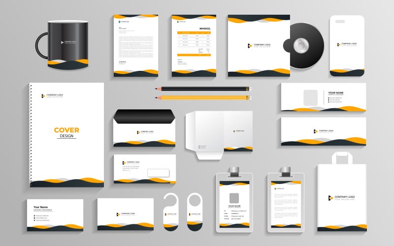 Office stationery items and Corporate branding identity Template for ...