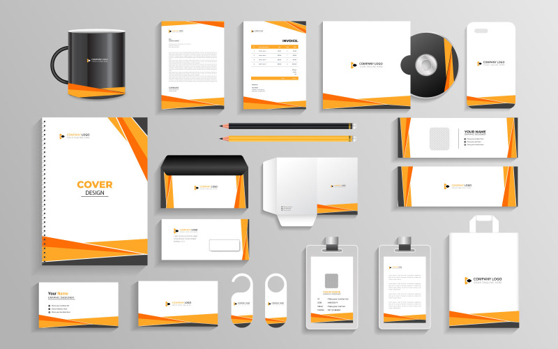 Office stationery items and Corporate branding identity Template for ...