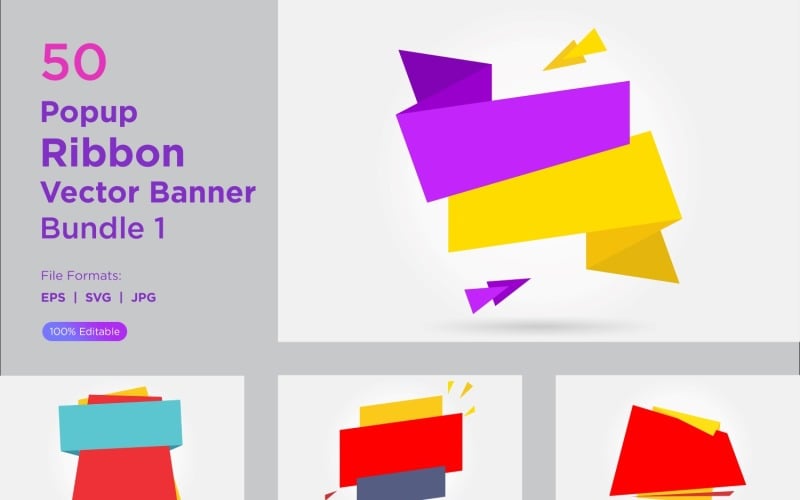 Popup Ribbon Vector Banner Bundle 1 #301439 - TemplateMonster
