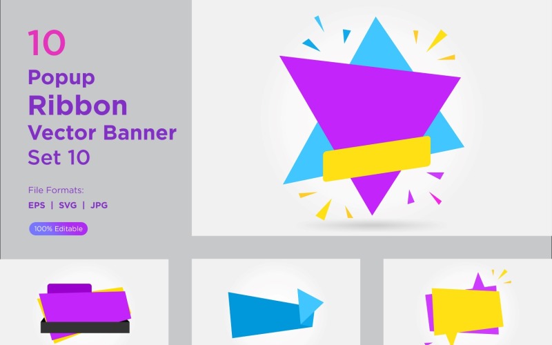 Popup Ribbon Vector Banner Set 10 #301435 - TemplateMonster