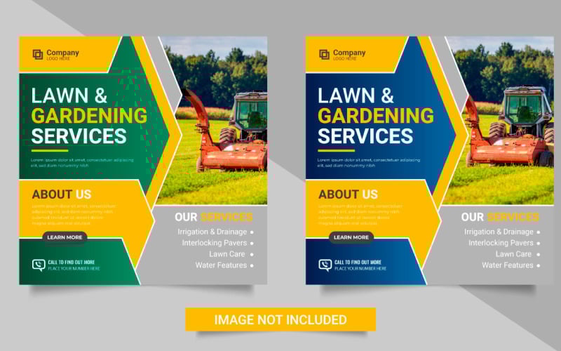Agriculture service social media post banner or lawn mower gardening ...