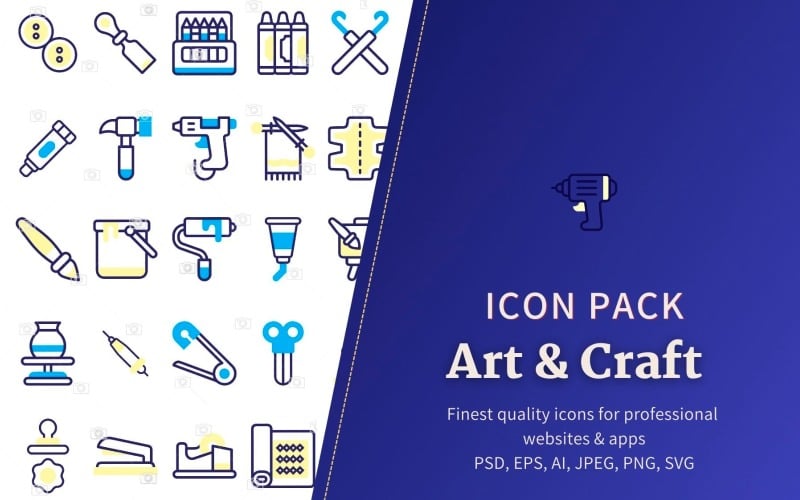 Icon Pack: Art & Craft (50 Icons) - TemplateMonster