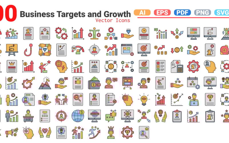 Business Targets and Growth Icons Pack - TemplateMonster