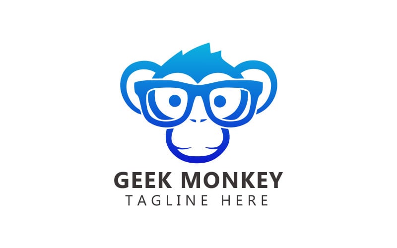 Geek Monkey Logo a Monkey Šimpanz Geek Logo šablona