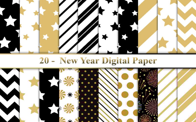 New Year Digital Paper, New Year Pattern - TemplateMonster
