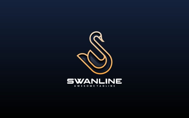 Swan Line Art Logo Style 5 #303653 - TemplateMonster