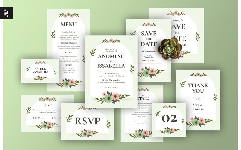 Floral Wedding Suite Template #304117 - TemplateMonster