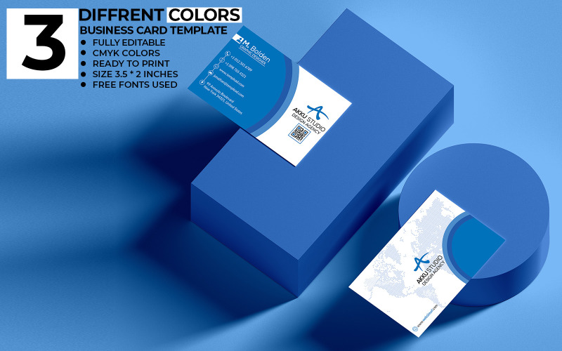 Light Business Card Design #304585 - TemplateMonster