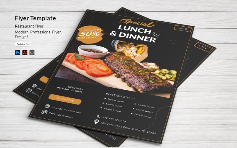Restaurant Food Menu Flayer #304599 - TemplateMonster