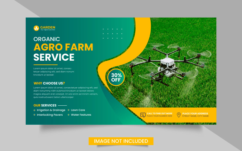 Agriculture service web banner bundle or lawn mower gardening ...
