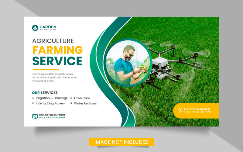 Agriculture service web banner or lawn mower gardening landscaping ...