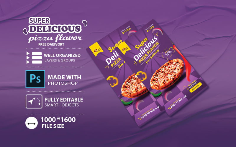 Modelo de pizza de delicioso sabor picante - TemplateMonster