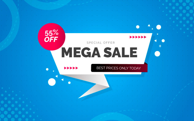 Sale marketing banner with price cut out and sell-off design