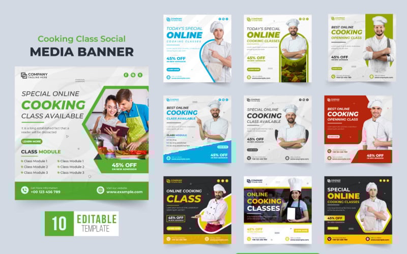 Online cooking class poster collection - TemplateMonster