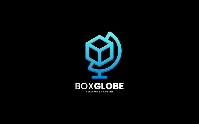 Boîte, globe, ligne, art, logo, style - TemplateMonster
