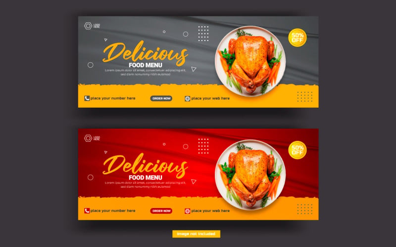 Food menu and restaurant social media cover template vector design