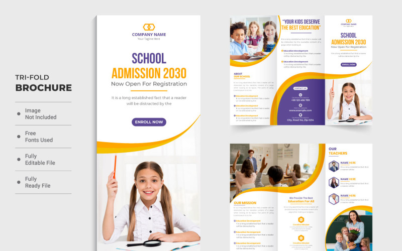 Academic trifold brochure design vector - TemplateMonster