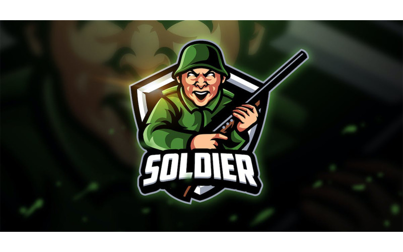 Mascotte de soldat et logo Esport #305558 - TemplateMonster