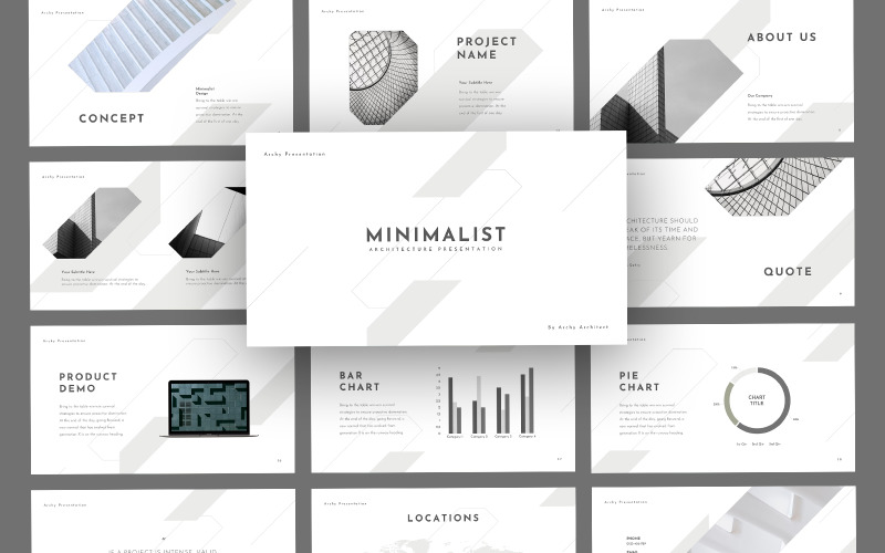 Archy Minimalist Mimari PowerPoint sunum şablonları